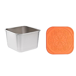 Grebest Stainless Steel Snack Containers Sauce Cup with Leakproof Silicone Lid Food Storage for Picnic Lunchbox Snacks Set of 1/6 Pcs 60/180ml Stackable Orange 60ML