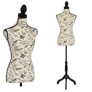 Female Body Model Torso 60-67Inch Height Adjustable, Woman Body Torso Clothing Display Manikin with Tripod Stand for Sewing Dress Jewelry Market Shop Display… (Printing)