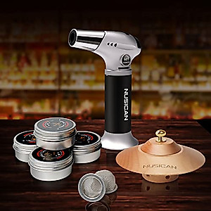 Cocktail Smoker Kit with Torch, 4 Flavors Wood Chips for Whiskey and Bourbon. Old Fashioned Smoker Kit for Infused Cocktail, Cheese, Salad and Meats, Gifts for Men, Dad and Boyfriend (No Butane)