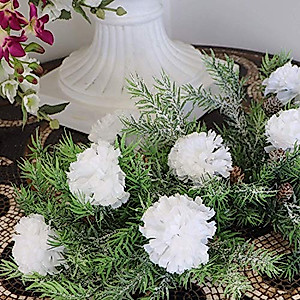 Floral Home Silk Carnation Picks | Artificial Flower Heads for Weddings, Decorations, DIY Decor and More (3.5" White Carnation Heads, 5" Stems), Pack of 100