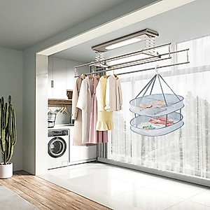 Wumuzai Sweater Drying Rack Mesh Foldable, Lay Flat Clothes Dryer Rack, Large Hanging Dry Rack for Clothes, Folding Clothing Drying Hanger, Portable for Laundry Indoor Outdoor (2-Tier)
