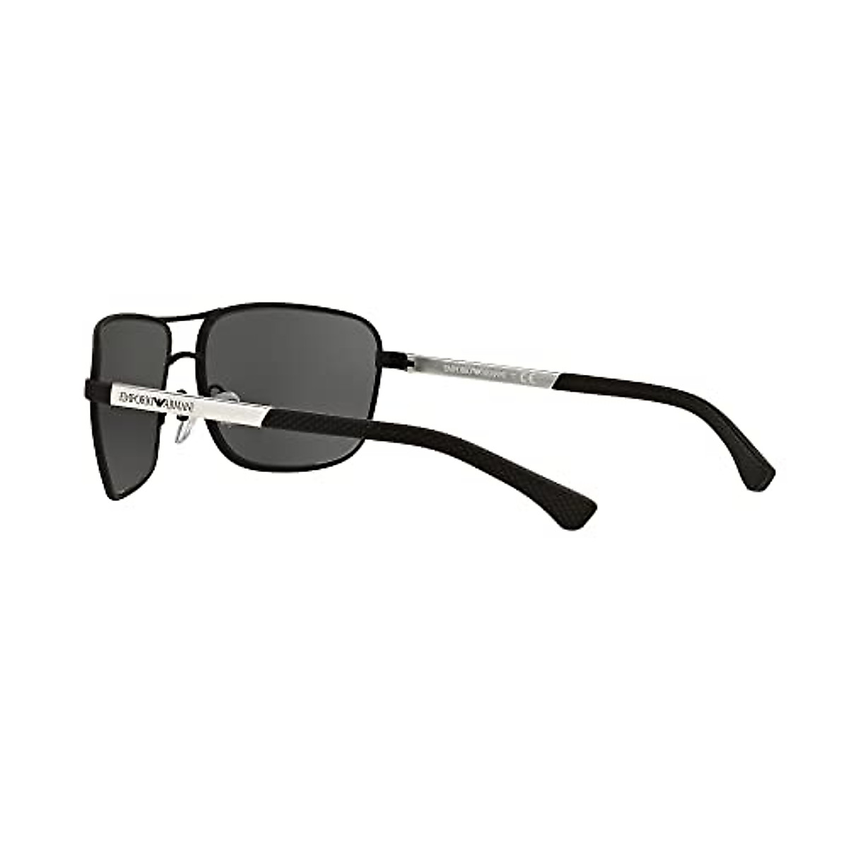 Emporio Armani Men's EA2033 Rectangular Sunglasses, Rubber Black/Grey, 64 mm