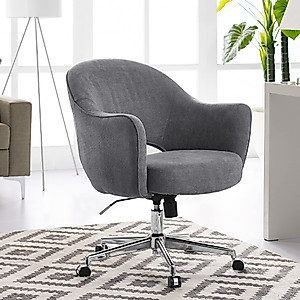 Serta Valetta Office Desk Memory Foam Padding, Midcentury Modern Style, Chrome-Finished Stainless-Steel Base, Home Chair, Gray