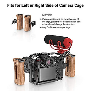 SmallRig Universal Side Wooden NATO Handle Grip DSLR Camera Cage w/Cold Shoe Mount Built-in Wrench, Threaded Holes – 2187