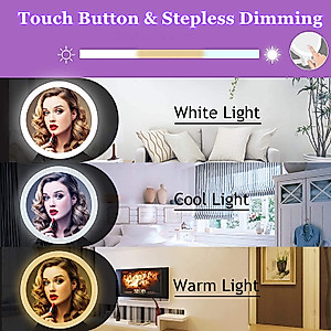 Flymiro Lighted Makeup Vanity Mirror with 10X 1X Double Sided Magnification Mirror, 3 Color Lighting, Rechargeable Tabletop Desk LED Foldable Travel Cosmetic Mirror with Lights