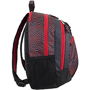 Fuel Sport Active Multi-Functional Ergonomic Backpack with Separate Tech Compartment (Black/Red Wavy Lines)
