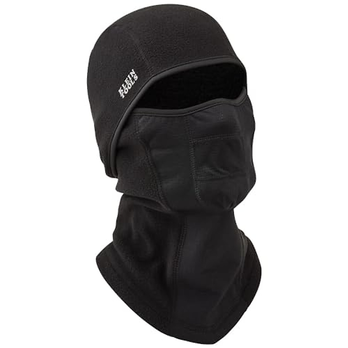 Klein Tools 60132 Balaclava, Warm Breathable Fleece Wind Proof Hinged Balaclava Face Mask, Black