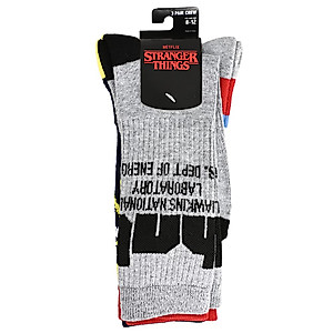 Bioworld Stranger Things Hawkins Indiana Athletic Casual Crew Socks for Men 3-Pack
