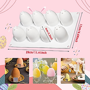 ONNPNN 8 Cavity Easter Egg Silicone Mold, Egg Shape Chocolate Candy Fondant Molds, 3D Food Shape French Dessert Moulds, Creative Easter Eggs Ice Cube Baking Tray for Soap Resin Lotion Bar