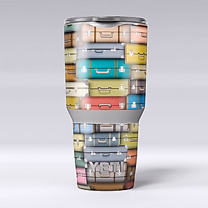 Design Skinz Multicolored Traveling Suitcases - Skin Decal Vinyl Wrap Kit Compatible with The Yeti Rambler Cooler Tumbler Cups