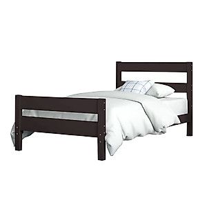 windaze Twin Bed, Wood Frame with Headboard and Footboard for Children Teens Adults, Twin Platform Slat Support No Box Spring Needed, Espresso