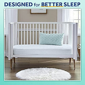 Sealy Perfect Rest Extra Firm Baby Crib Mattress and Toddler Mattress, Waterproof Crib Mattress, 150 Premium Coils, Made in USA, 52"x28", Grey, 1 Count (Pack of 1)