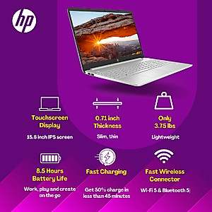 HP Touchscreen Laptop 15.6" HD Display, Intel Core i5-1155G7(Beat i7-1065G7), 32 GB RAM - 1 TB PCie SSD, Intel Iris Xe Graphics, Numeric Pad, Bluetooth 5, Long Battery Life, Windows 11 Home, Silver