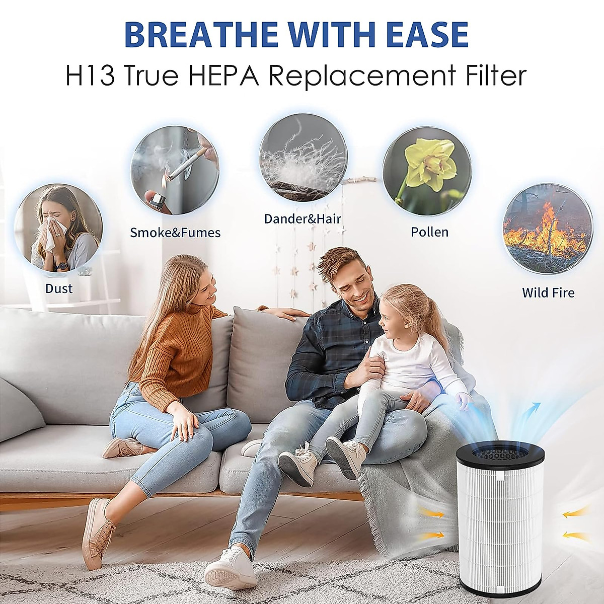 CFKREYA AP-T40FL Replacement HEPA Filter for HoMedics 5-in-1 Tower Air Puri-Fier Models# AP-T40FL, AP-T40WT, AP-T43-WT, AP-T45-BK and AP-T45-WT,1461901(Costco Model), 2-Pack