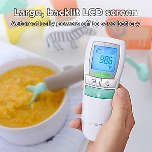 Motorola Care 3-in-1 Non-Contact Baby Forehead Thermometer - Body, Food or Liquid Temperature, Handheld Clinical Device for Kids, Adults - No Touch, Quick & Accurate Reader-Large Display, White