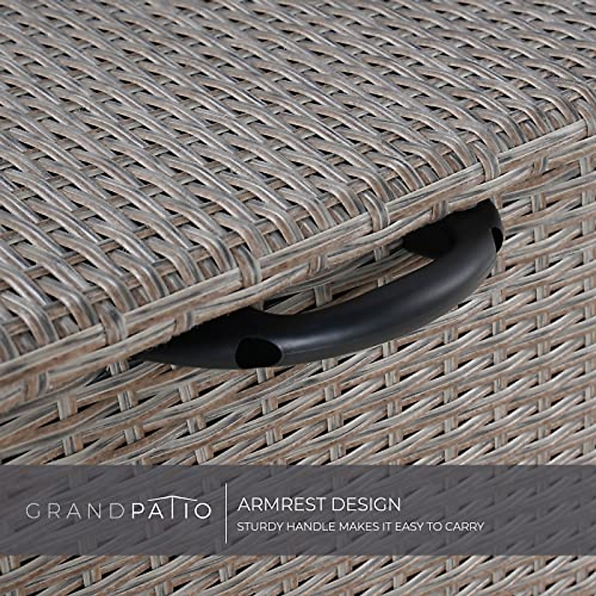 Grand patio Outdoor 108 Gallon Large Wicker Storage Box with Lid for Patio Furniture Cushions Toys Garden Tools Pool Accessories, Greige Small