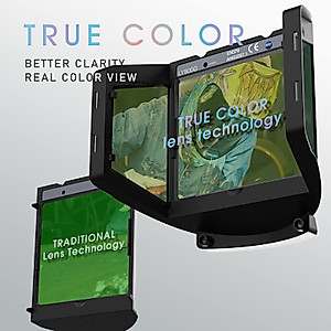 YESWELDER Panoramic View Auto Darkening Welding Helmet, Large Viewing True Color 6 Arc Sensor Welder Mask