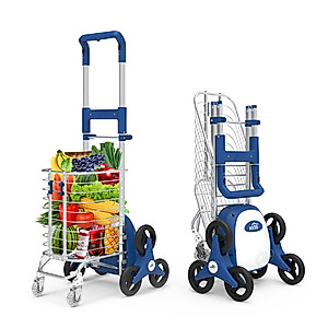 XSTO Shopping Carts for Groceries, Electric Stair Climbing Shopping Cart with Wheels, Foldable Grocery Utility Cart for Shopping, Stairs, Apartment, Laundry, Traveling - 66lbs Capacity