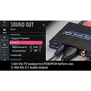 CAMWAY Digital to Analog Audio Converter,ARC Audio Extractor Audio Return Channel,Digital Optical SPDIF Coaxial and Analog 3.5mm L/R Stereo Audio Converter,Coaxial to 3.5mm and RCA
