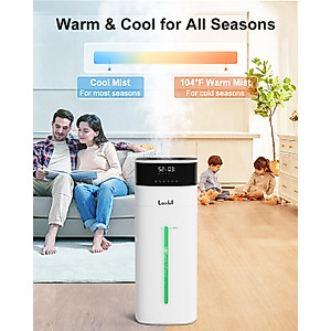 LACIDOLL Humidifier Large Room, 5.3Gal/20L Cool and Warm Mist Humidifiers for Home 3000 sq ft, Whole House Humidifiers with Diffuser&Extended Tube, Top Fill Humidifiers for Bedroom Baby Nursery Plants