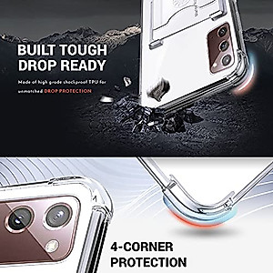 Shields Up for Galaxy Note 20 Case, Samsung Note 20 Case, Minimalist Wallet Case with Card Holder [3 Cards] & Ring Stand, [Drop Protection] Slim Protective Cover for Samsung Galaxy Note 20 5G - Clear