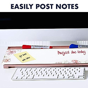 Quartet Whiteboard, Glass Dry Erase Board with Storage for Desktop Notetaking, 18" x 6", Clean Erase Surface, 1 Dry Erase Marker, Floral Pattern (GDP186P)