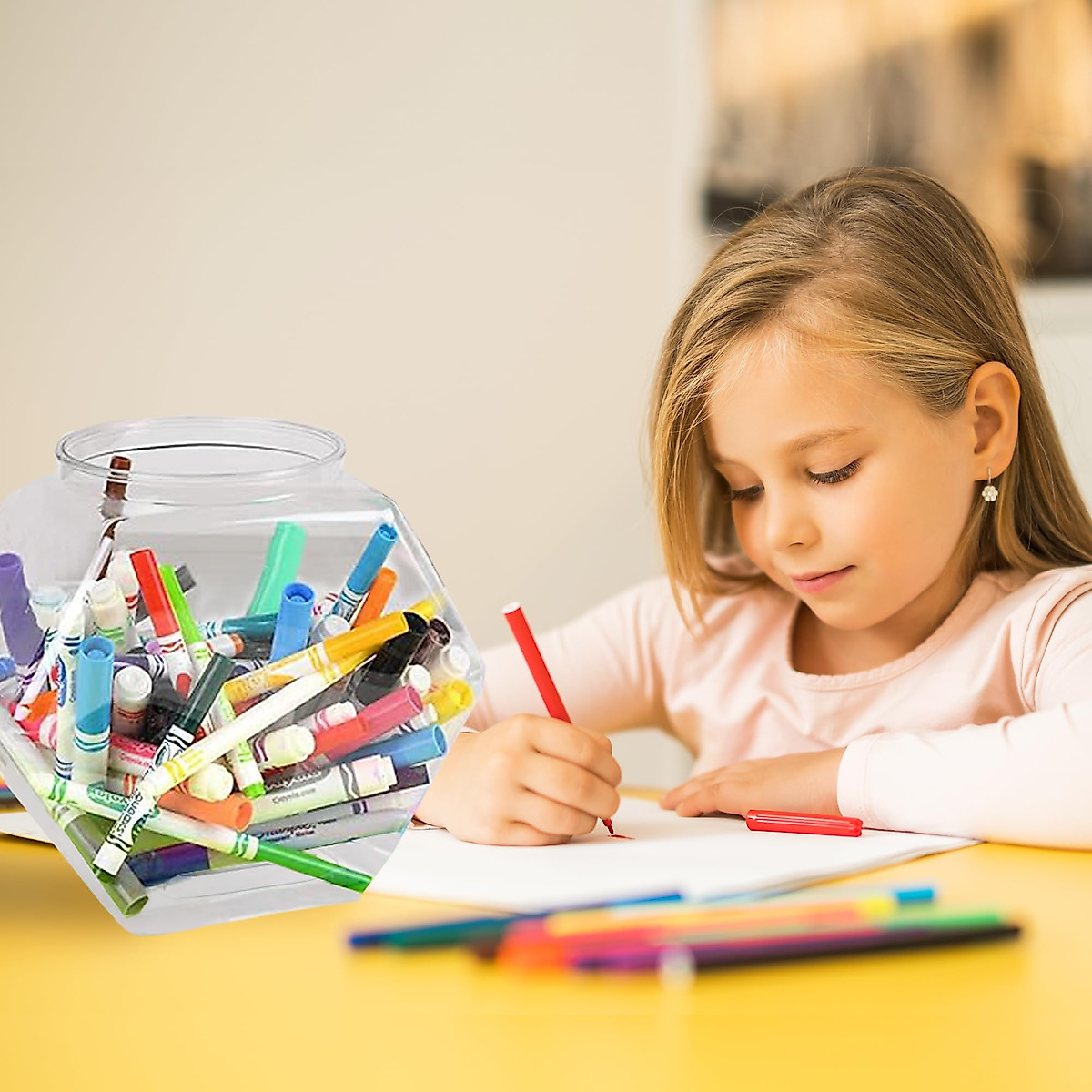 DilaBee Plastic Cookie Jars with Airtight Lids - 2 Pack - Clear Plastic Candy Jars for Candy Buffet, Kitchen Counter, Hexagon Food Storage Containers - 197oz