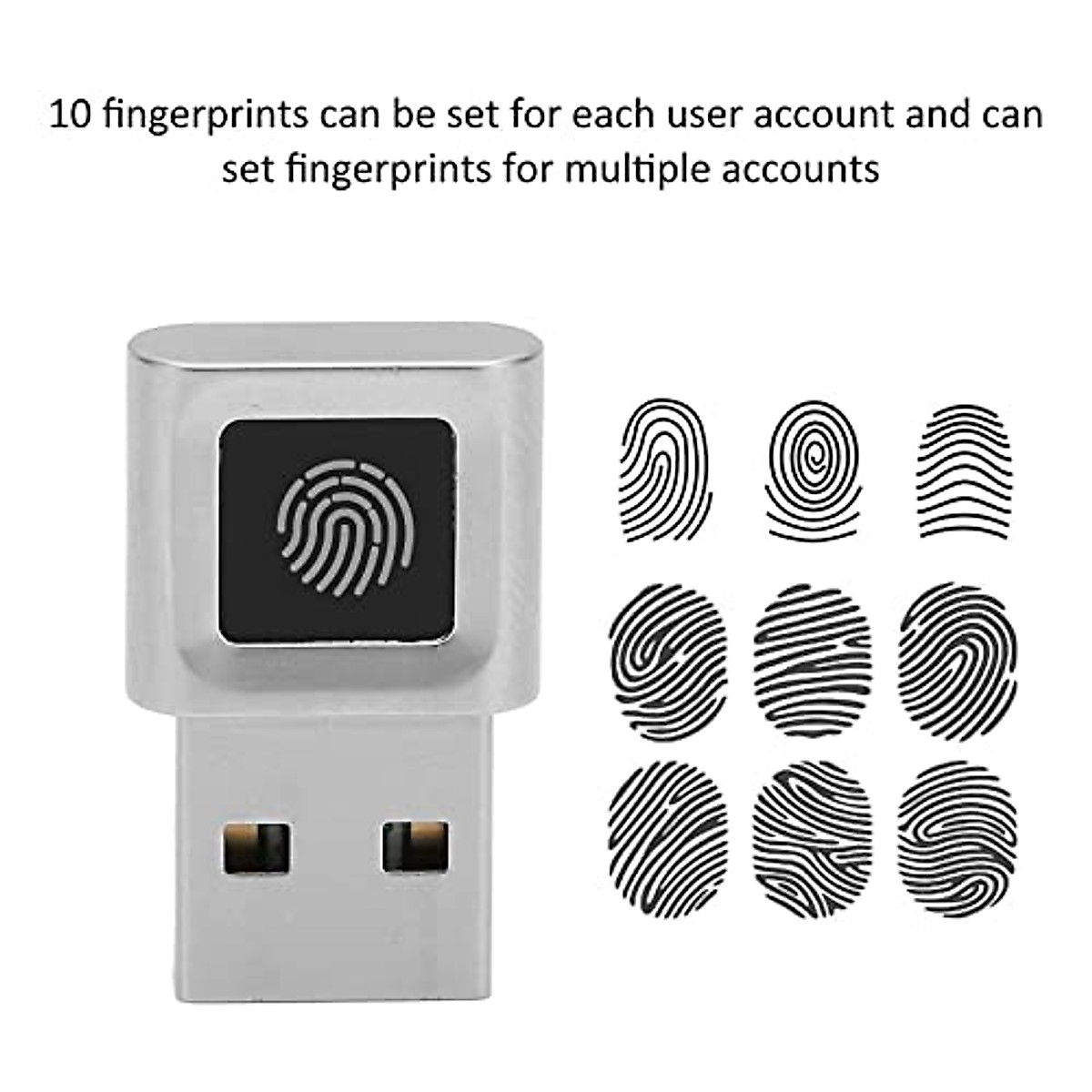 GOWENIC USB Fingerprint Reader, Portable Security Key Biometric Fingerprint Scanner USB Fingerprint Key Reader for Windows 10 11 32/64 Bits, 360 Degrees Touch