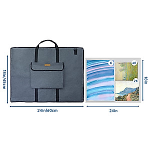 MeetYr Life Premium Art Portfolio Bag - Padded Triple Protection, Waterproof Protection with Shoulder Strap Durable and Portable - For Artwork, Posters, Sketches and Paintings（24"x18"）