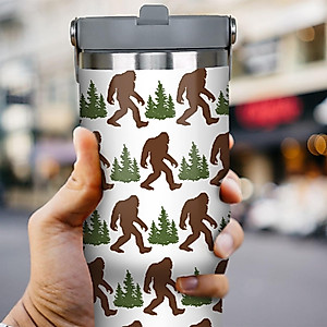 ysnifeiw 30oz Bigfoot Tumbler with Top Handle and Flip Straw Bigfoot/Sasquatch Gifts Cup for Dad Father's Day Birthday Christmas Gifts for Men