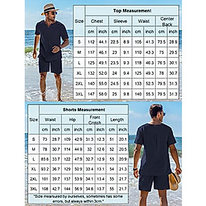 COOFANDY Men's 2 Pieces Short Sets Cotton Henley Shirts Short Sleeve Casual Beach Shorts Summer Yoga Outfits