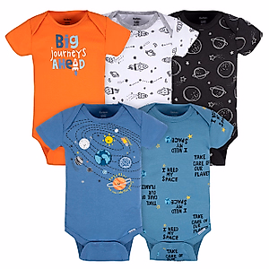 Gerber Baby Boys 5-Pack Short Sleeve Variety Onesies Bodysuits Space 3-6 Months