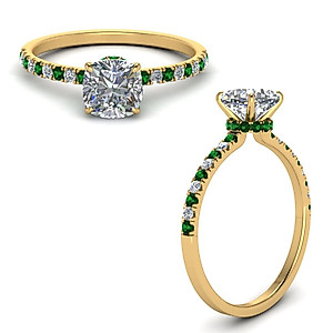 Forty Birthday Gifts for Women Gift Set for Women Diamond Band Rings for Women Kids Jewelry Engagement Dress Matching Ring Diamond Ring Yellow Gold Plated Created Emerald Cushion Ring in Size 8