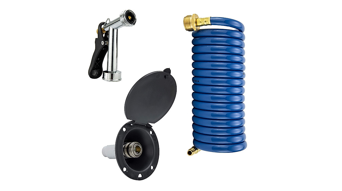 RecPro RV Exterior Spray Port Connector with Hose