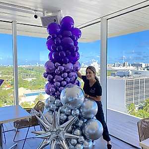 Dark Purple Balloons different sizes 100 Pack 12+10+5 inch Deep Hot Purple Balloon for Wedding Birthday Baby Shower Birthday Party Halloween Decorations