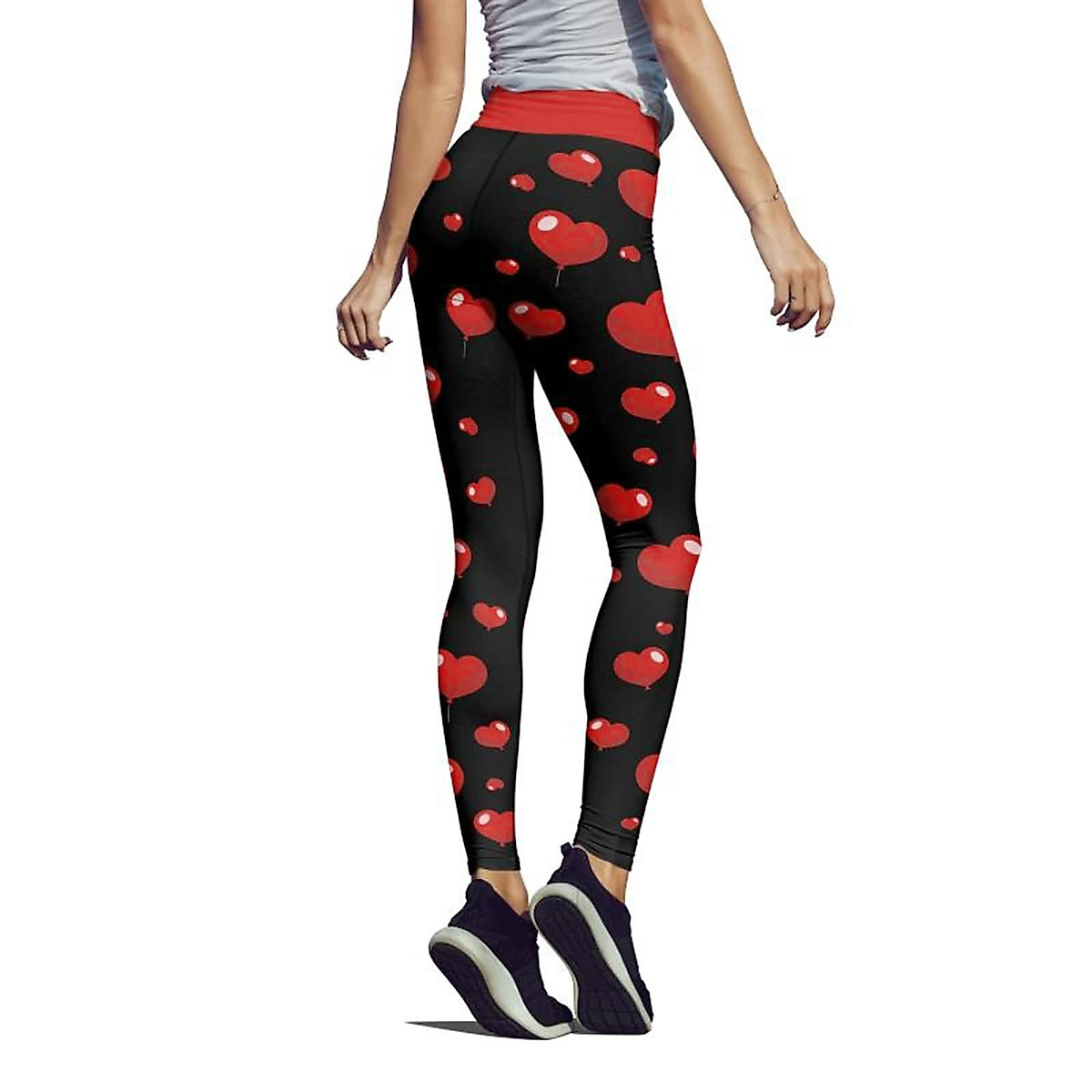 Bblulu Women's Leggings Valentine's Day Heart Printed Yoga Pants High Waisted Loose Fit Athletic Gym Pants Jogger Tights