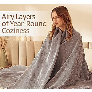 CURATED & COZY Herringbone Wool Throw Blanket, Ultra Soft Wool Throw Blanket for Couch, Sofa & Bed, Made with 100% Inner Mongolian Wool, Herringbone Pattern - 53" X 69" (Grey)