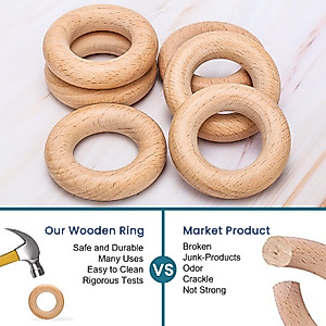 Baby Teething Toys Silicone Teethers BPA Free Silicone Rudder with Wooden Ring Soothe Babies Gums (Khaki)