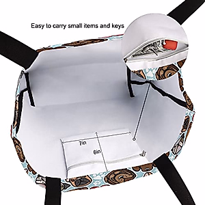 ALAZA Doodle Dog Print Cute Animal Large Canvas Tote Bag Shopping Shoulder Handbag with Small Zippered Pocket