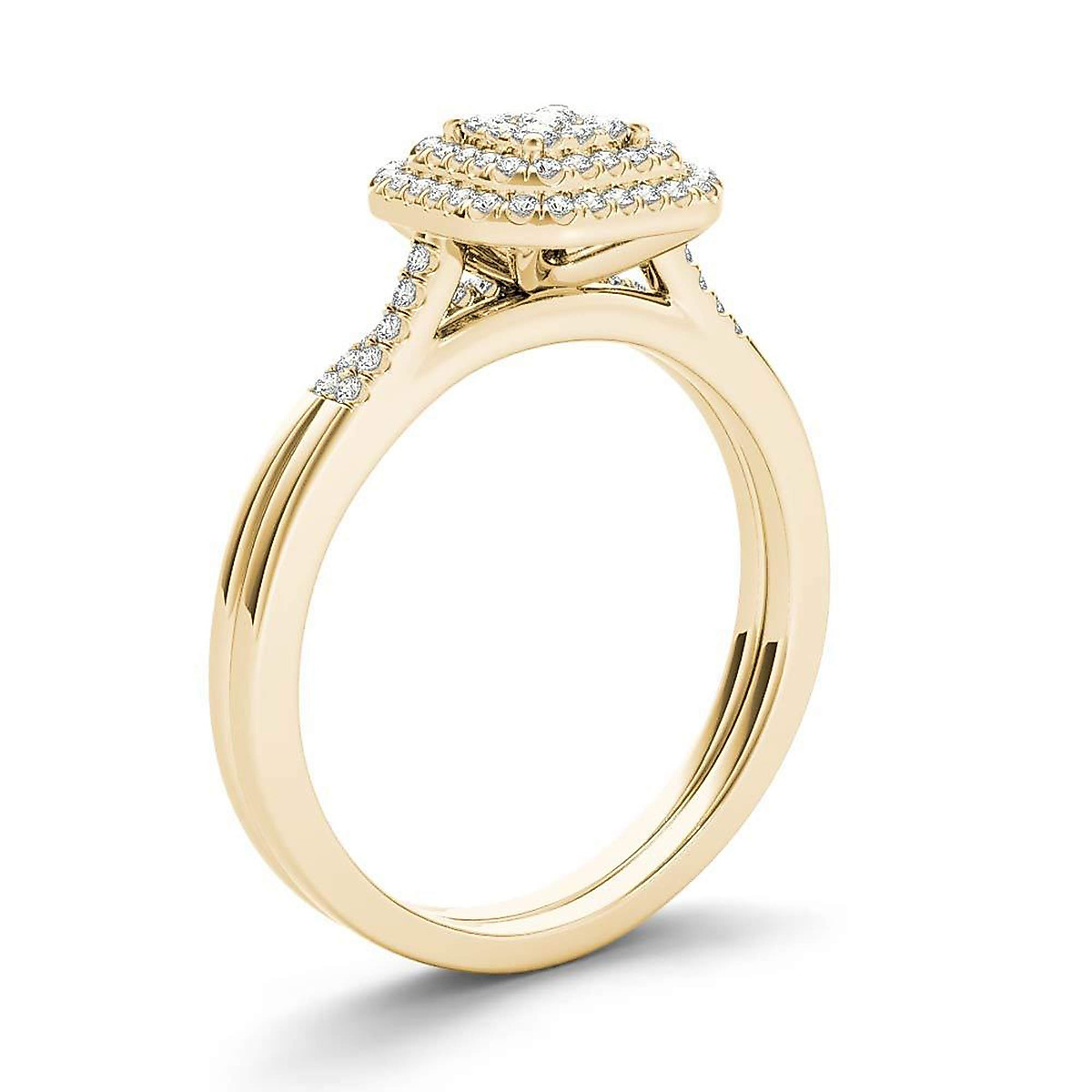 Diamond2Deal 10k Gold 0.33cttw Diamond Engagement Bridal Ring Wedding Band Ring Set (I2-Clarity-H-I-Color)