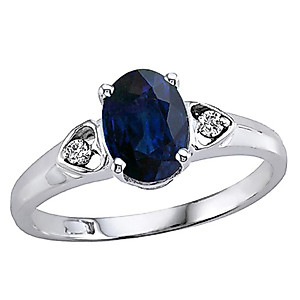 Tommaso Design Oval 7x5mm Genuine Sapphire Ring 14 kt White Gold Size 6.5