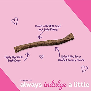 PawLove Treats Quick and Crunchy Gourmet Beef Stick Recipe Dog Snacks – Light and Airy Chew – Rich in Delicious Beef Flavor – Healthy Grain Free, High Protein Chew - Small Dog Size - (1.3 lb. Bag)