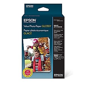 Epson Value Photo Paper Glossy, 4"x6", 100 Sheets (S400034)