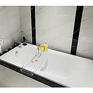 GANFANREN Bathtub Storage Rack Bath Tray Transparent Shelf Tub Multi-Function Bathroom Tools Towel Storage Shelf