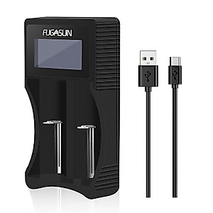 18650 Battery Charger, LCD Intelligent 18650 USB Battery Charger for Li-ion/Ni-MH/Ni-Cd 26650,22650,20700,18650,18490,18350,17670,17500,16340(RCR123),14500,10440 (USB Charger with Adapter)