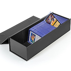 Trading Card Storage Box, Baseball Card Storage Box Holds 900+ Sport Cards or 200 Toploaders, Fits Football, Basketball, Hockey, Gaming & Trading Cards, Black, 13x4x3 inches