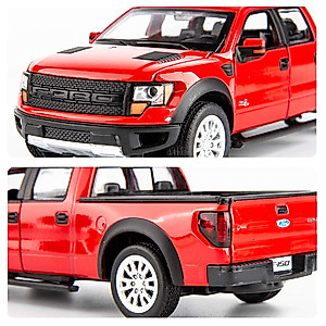 TGRCM-CZ 1/32 Scale F150 Pickup Truck Casting Car Model, Zinc Alloy Toy Car for Kids, Pull Back Vehicles Toy Car for Toddlers Kids Boys Girls (Red)