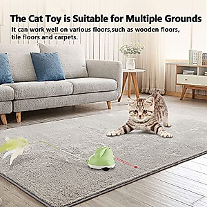 Automatic Cat Toys for Indoor Cats Replace Feather,Rechargeable Kitten Toys for Carpet,Robotic Cat Feather Toys with Laser,Self Moving Interactive Motorized Pet Electric Toys, Remote Cat Toy Exercise