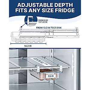 Skywin Refrigerator Egg Drawer - Snap-on Egg Holder for Refrigerator Organizes and Protects Eggs - Adjustable and Space Saving Egg Storage Container For Refrigerator