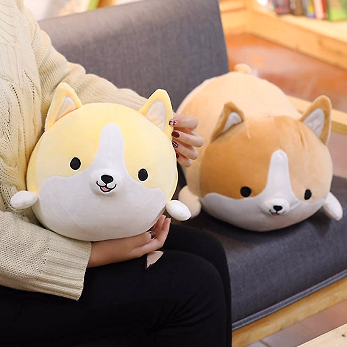 sofipal Corgi Dog Plush Pillow, Cute Shiba Inu Corgi Butt Stuffed Animal Toys Gifts for Bed, Valentine, Kids Birthday, Christmas (Brown, 17.3inch)